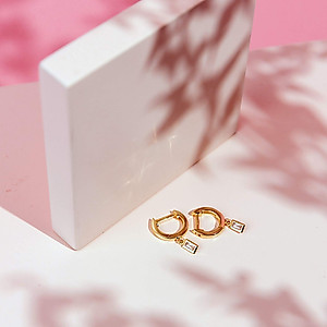 PAVOI Womens 14K Gold Plated Yellow Gold - S925 Sterling Silver Post Drop/Dangle Huggie Earrings