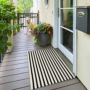 OJIA Christmas Front Door Mat 24"x51", Machine Washable Porch Rug Indoor Outdoor Rugs Outside Doormat Striped Rug Cotton Woven Entryway Rug for Kitchen/Bathroom/Farmhouse/Home Entrance