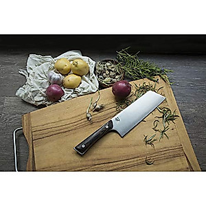 Shun Cutlery Kanso Asian Utility Knife 7", Narrow, Straight-Bladed Kitchen Knife Perfect for Precise Cuts, Ideal for Preparing Stir Fry, Handcrafted Japanese Knife