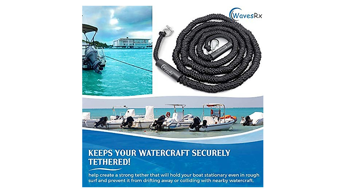 WavesRx 14'-50' AnchorMate Bungee Line for Safer Boat Anchoring