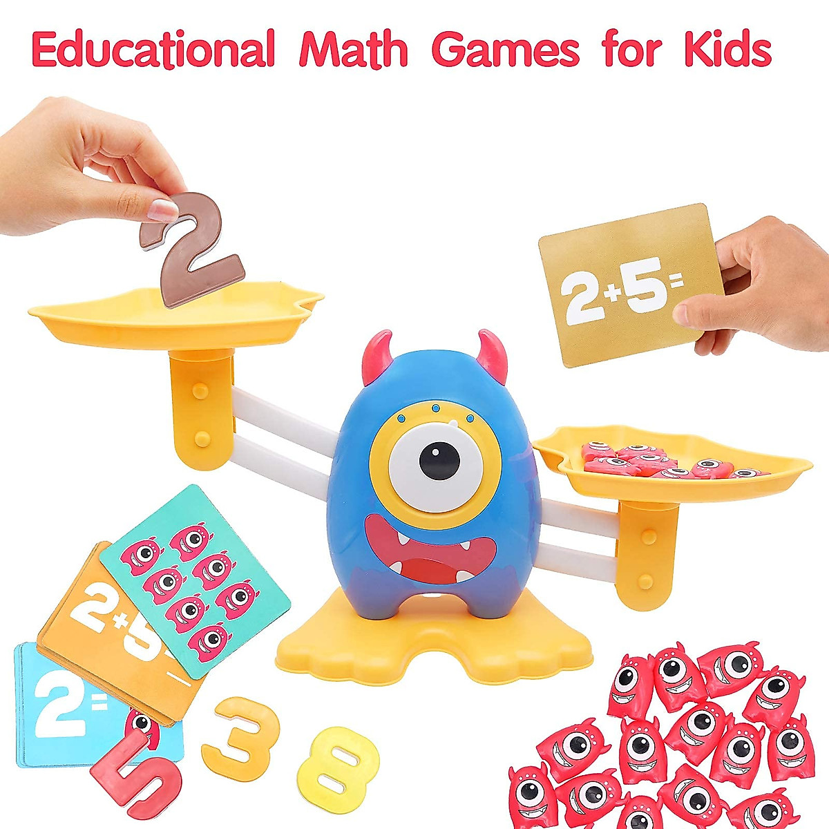 KANKOJO Monster Balance Cool Math Game for Age 3-5, Toddler Learning Resources Number Blocks Preschool Games, Kids STEM Montessori Educational Toys Gifts for 4 Year Old Boys Girls