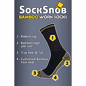 Mens Anti Sweat Moisture Wicking Summer Bamboo Work Socks for Steel Toe Boots (7-12 US, 3 Pack (BWS))