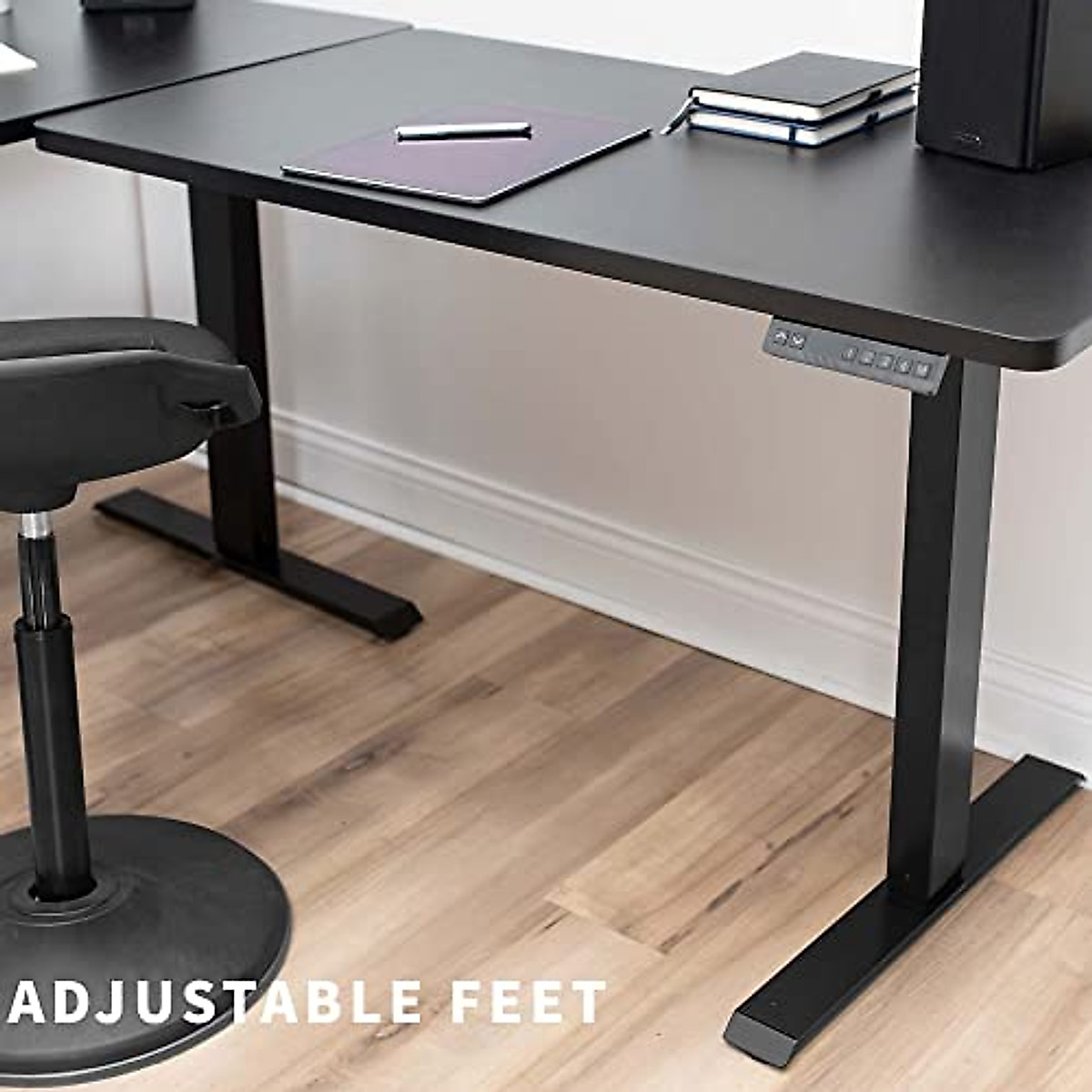 VIVO Electric Multi-Motor Height Adjustable Corner 3 Leg Standing Desk Frame, Frame Only, Sit Stand Ergonomic L Frame with Push Button Controller, Black, DESK-V123EB