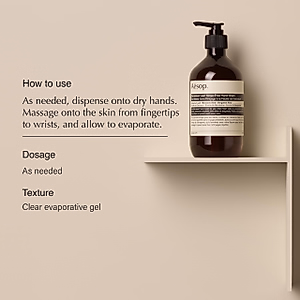 Aesop Geranium Leaf Rinse-Free Hand Wash | Aromatic, Alcohol-Based Gel with Purifying and Hydrating Properties | Cleanses without Water | 16.9 oz