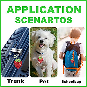 BORKUANA Leather Keychain Holder Case Compatible with Apple AirTag, Cute Protective Air Tag Cover With Keychain Ring, Anti-Scratch Finder GPS Tracker Case for Wallet Keys(Strawberry)