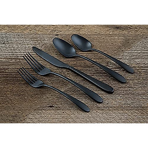Cambridge Silversmiths Poet Black Satin 20-Piece Flatware Set, Service for 4