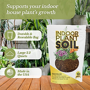 Indoor Plant Soil Premium All Purpose Blend | Large 2.2 Quarts | Ready to Use for Indoor Container and Houseplants | Peat, Coco Coir, Perlite, Dolomite | Made in USA