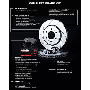 R1 Concepts Front Brakes and Rotors Kit |Front Brake Pads| Brake Rotors and Pads| Performance Off-Road/Tow Brake Pads and Rotors| Hardware Kit WLVH1-40058