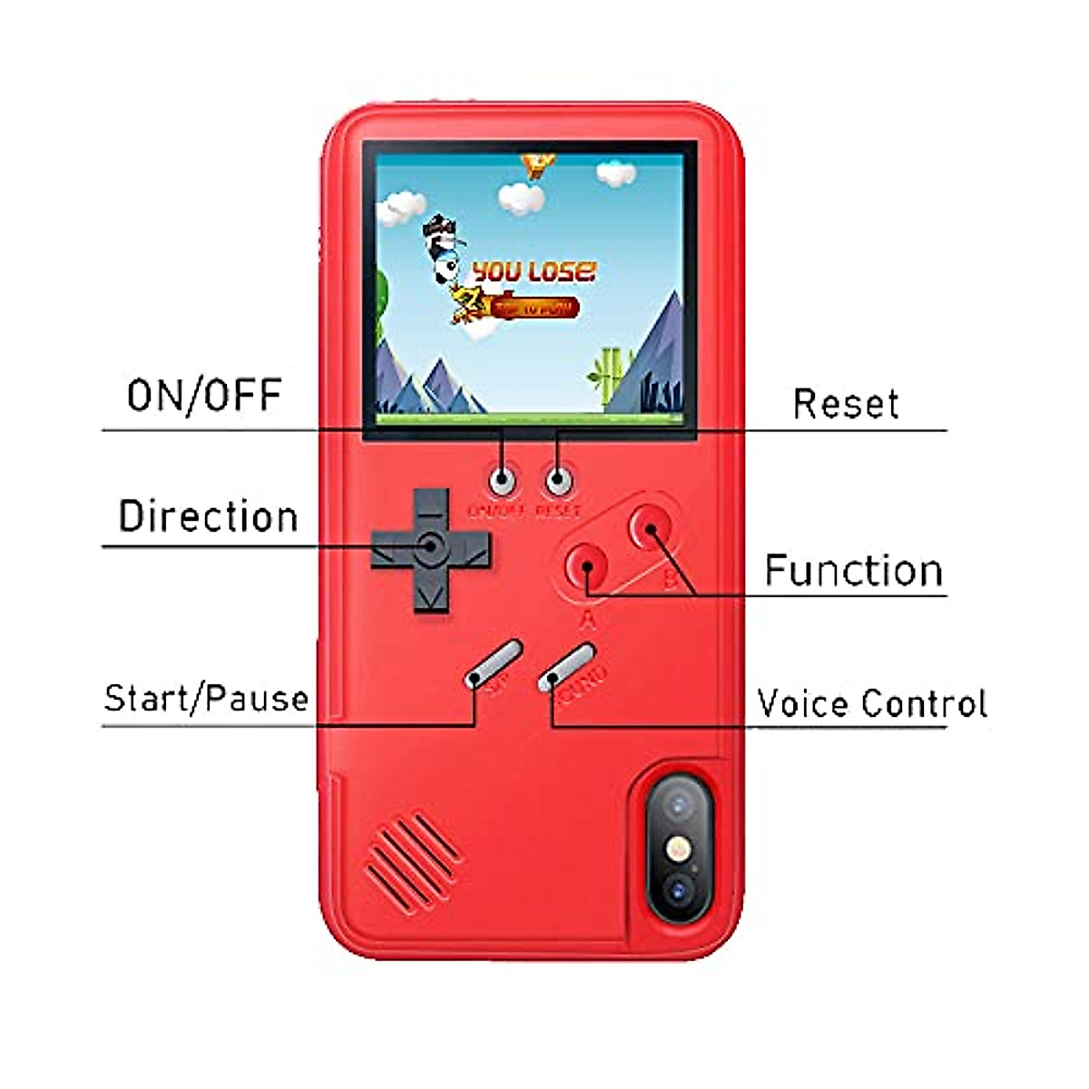 Handheld Game Console Case for Galaxy S21, Samsung S21 Gaming Case with 36 Built-in Games, Color Display Gamboy Case for S21 Red