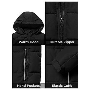 ZSHOW Boys' Winter Coat Thick Fleece Lined Quilted Puffer Jacket Insulated Outerwear Coat(Black,14-16)