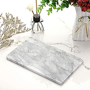 Hipiwe Marble Vanity Tray Dresser Perfume Tray Bathroom Counter Tray Marble Decorative Tray Candle Tray Marble Serving Tray Marble Cutting Board for Kitchen, 10.2"x 6.3"