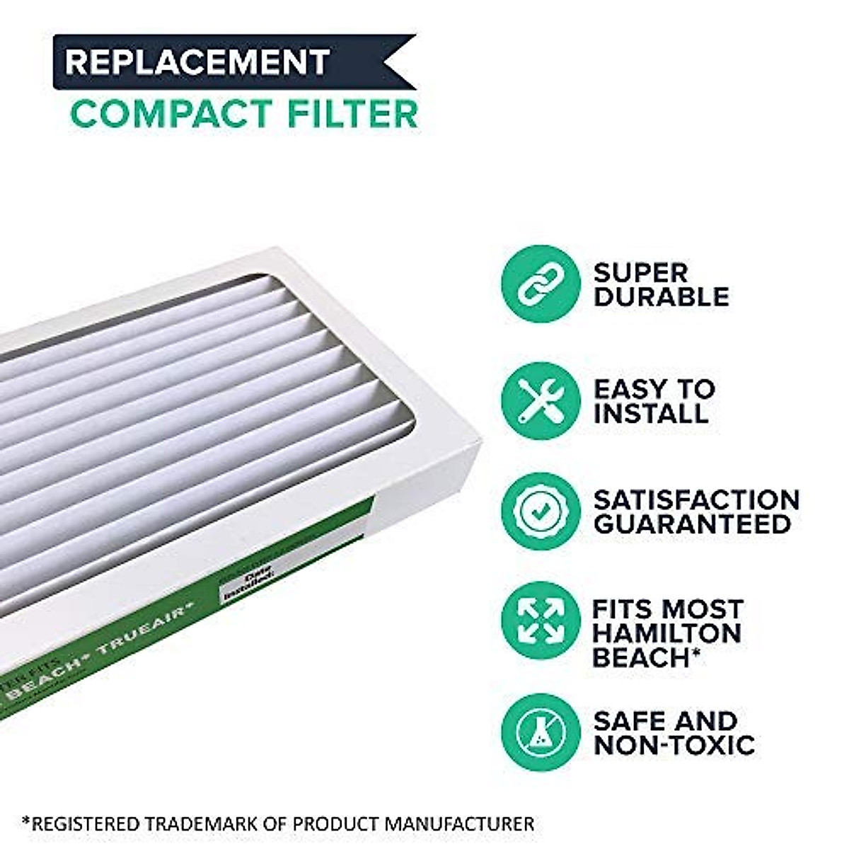 Crucial Air Filter Replacement Parts Compatible with Hamilton Beach True Air Part 990051000 - Fits Vacuum Models 04383, 04384, 04385 - HEPA Style Filters Capture Mites, Pollen, Household Dust (1 Pack)
