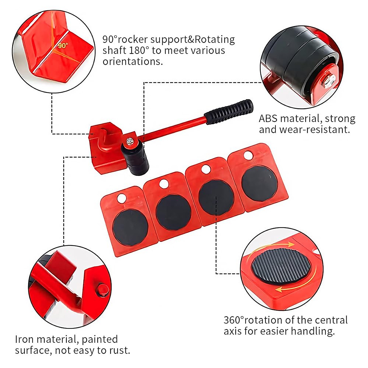 DUEBEL Lifter Furniture Sliders for Hardwood Floors Jack Furniture Dolly Appliance Dolly for Moving Pads Furniture Movers Sliders 150KG (330LBS)