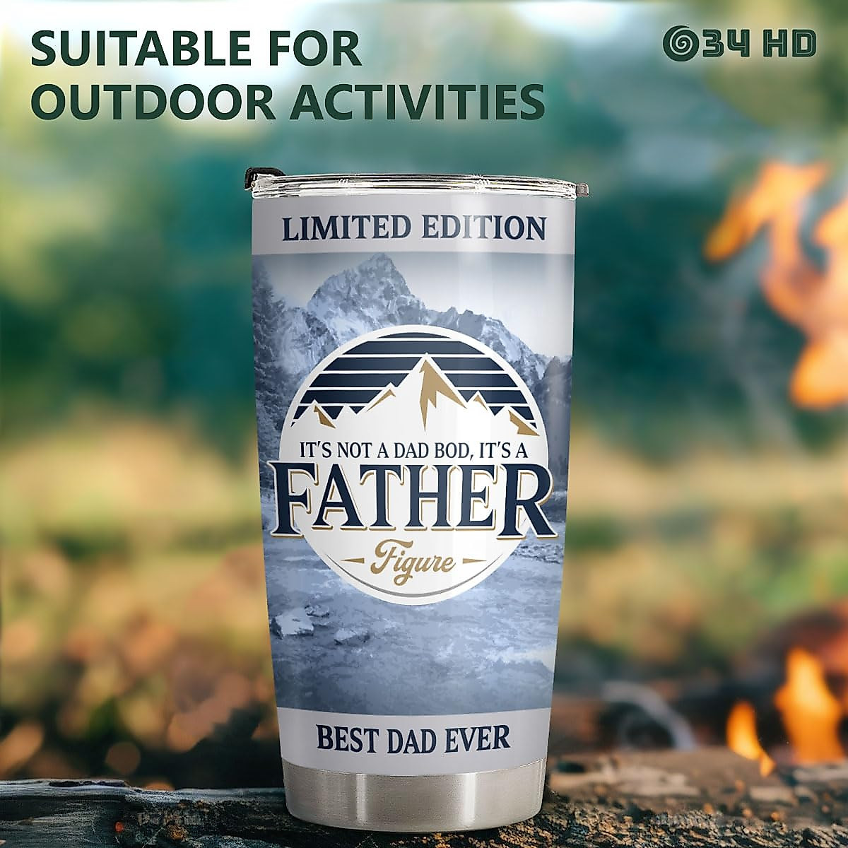 34HD Dad Light Tumbler with Lid, 20 oz Stainless Steel Vacuum Insulated Dad Coffee Mug, Daddy Gifts from Daughter Son Wife, Men Gifts for Fathers Day Birthday Christmas