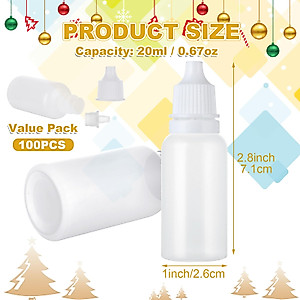 AKOLAFE 100Pcs 20ML Plastic Dropper Bottle with Caps Empty Eye Dropper Bottle Clear Essential Oil Bottle Mini Squeeze Bottles Bulk Squeezable Ear Drop Bottle Travel Size Small Bottle for Liquids Paint