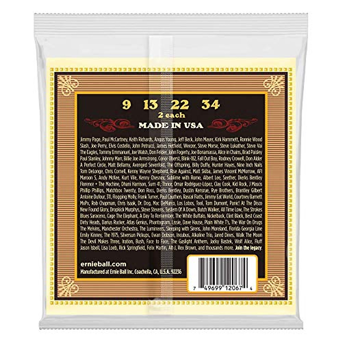Ernie Ball Earthwood Light 80/20 Bronze Mandolin Strings, 9-34 Gauge (P02067)