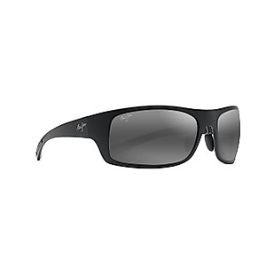 Maui Jim Men's and Women's Big Wave Polarized Wrap Sunglasses, Black Matte/Neutral Grey, Extra large