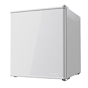 Husky Premium White Mini Refrigerator with 1.5 Cu.ft./43L Capacity, Countertop Mini Fridge with Reversible Door, Retro Mini Fridge, Freestanding Small Fridge for Bedroom, Bar, and Office
