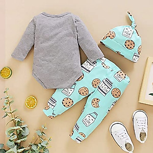 Aoswep Newborn Infant Baby Clothes Long Sleeve Romper + Pants + Hat 3PCS Outfits Set