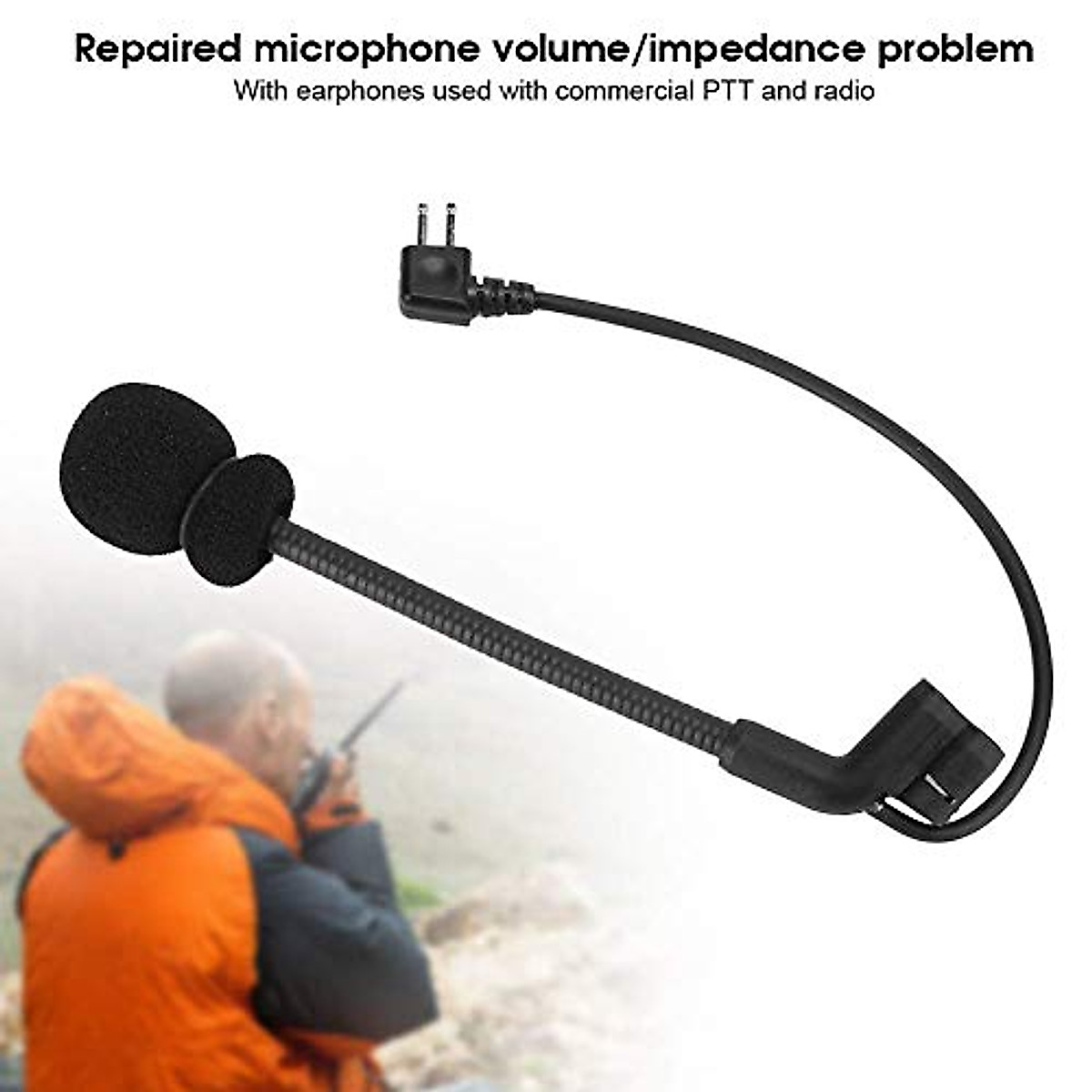 sjlerst Sturdy 2 Pin Microphone, Long Service Life Headset Microphone, for Peltor Comtac Comtac Ii Comtac Iii Armorwerx