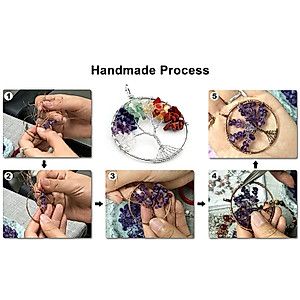 7 Chakra Crystals Healing Bracelet Necklace Stone Tree of Life Pendant positive Energy Yoga Spiritual Natural Gemstone Jewelry Set