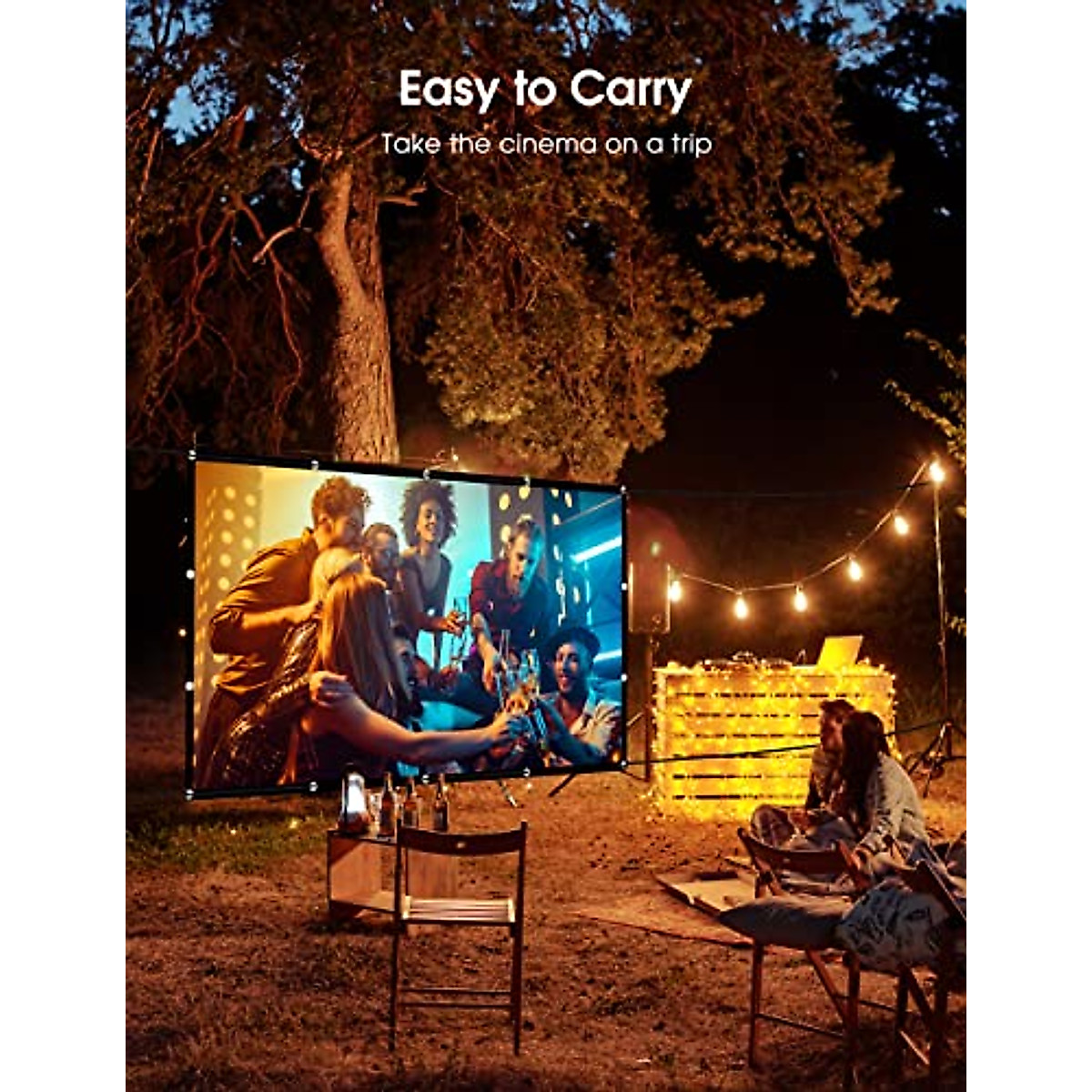 Projector Screen 120 inch, Osoeri 4K 16:9 HD Rear Front Projector Screen Anti-Crease Foldable Projection Screen Double-Sided Portable Outdoor Indoor Projector Screen for Movie Home Theater Yard Travel