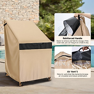 NEVERLAND Stackable Patio Chair Covers, Stacking Outdoor Chair Covers Waterproof with 600D Heavy Duty Material, Lawn Chair Covers Fits for 4-6 Stackable Paito Chairs-36"Lx28"Wx47"H (Golden)