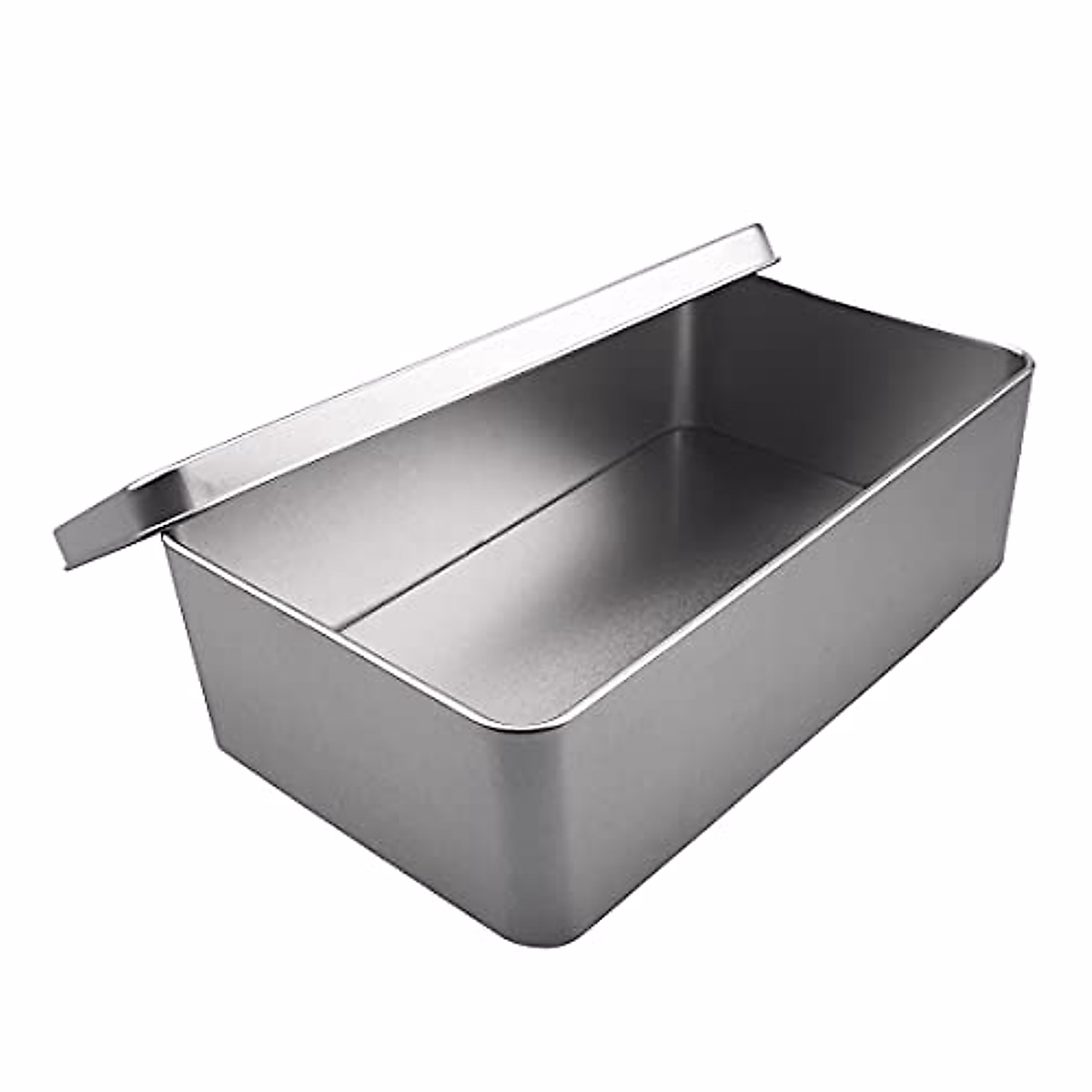 Silver Metal Tin Box Lids - Large Containers, Holder for Keeping Car Keys, Cookie, Pencil Case, 8.2 x 4.7 x 2.4 inch