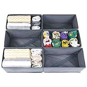 KIKILIE 6 Pack Drawer Organizers for Clothes, Foldable Underwear Drawer Organizer, Closet Clothing Dividers Drawer Dividers Multi-purpose for Shirts, Bra, Socks and Panties (DD5250)