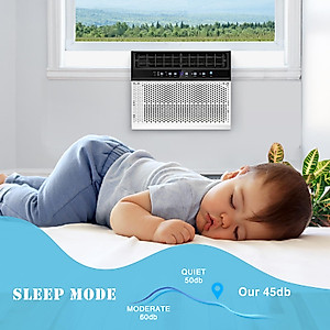 R.W.FLAME 12,000 BTU Window Air Conditioners, U-Shaped Air Conditioner Window Unit Cools up to 550 Sq. Ft, 6 Modes 24H Timer Energy-saving Window AC Units, Full Window View, Easy to Install, White