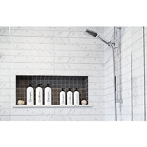 Alora 32oz Reusable Shampoo and Conditioner Bottles - Set of 3 - Easy to Read Labels - Pump Bottle Dispenser for Shampoo, Conditioner, Body Wash - Empty Plastic Refillable Containers for Shower