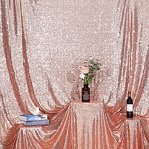 Sequin Backdrop Curtain Eternal Beauty Glitter Sequin Background for Wedding Party Decor (W6 x H6FT,Rose Gold)