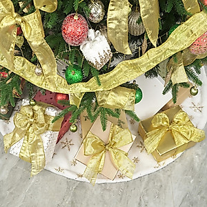 HUIHUANG Gold Wired Ribbon 2-1/2" Metallic Crinkle Gold Christmas Tree Ribbon for Bows Making, Wreath Making Supplies, Gift Wrapping, Holiday Home Decor, Garland, DIY Crafts -10 Yards