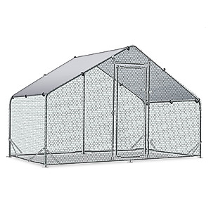 Betterhood Large Metal Chicken Coop Upgrade Tri-Supporting Wire Mesh Chicken Run,Chicken Pen with Water-Resident and Anti-UV Cover,Duck Rabbit House Outdoor(10’ W x 6.6’ L x 6.5’ H)