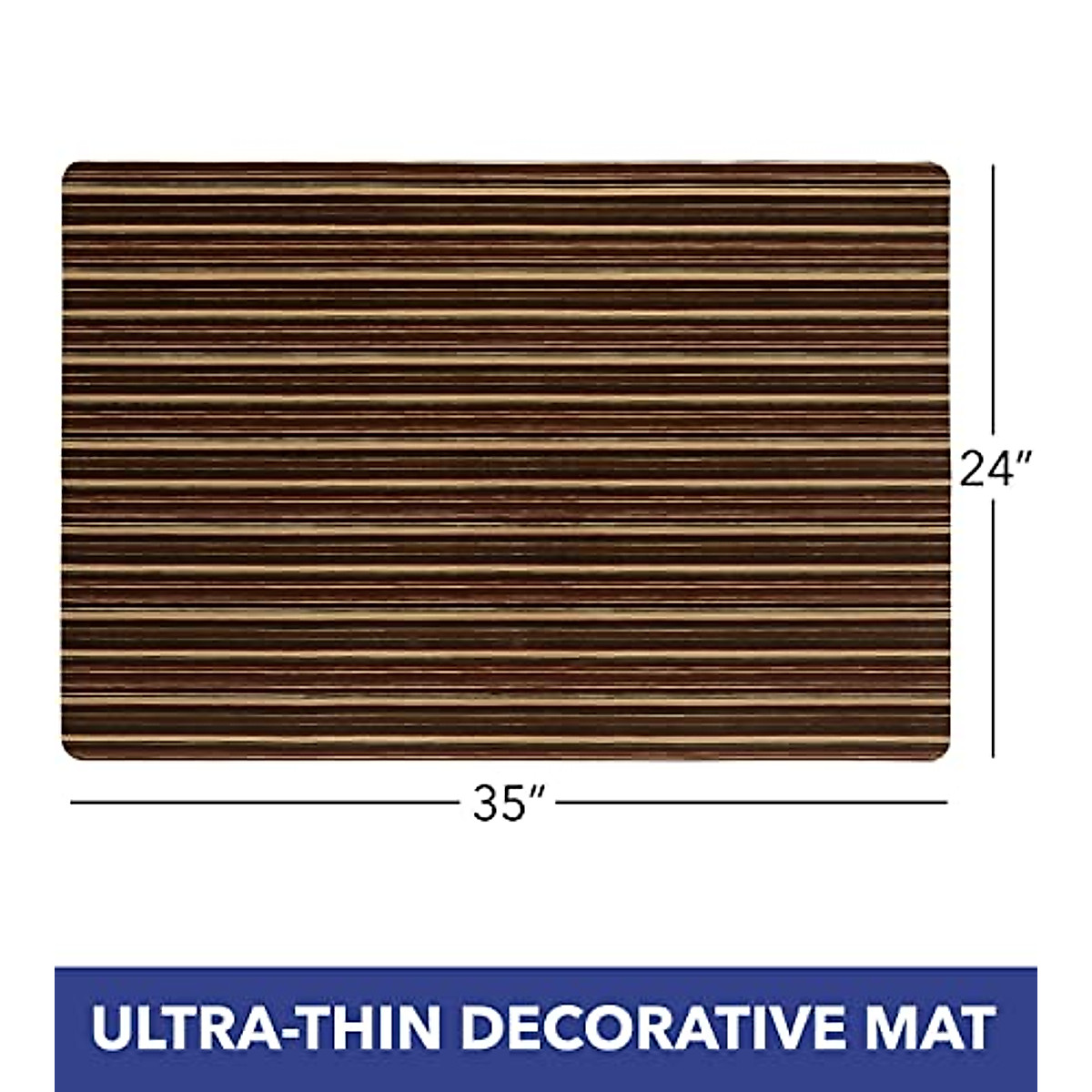 SoHome Smooth Step Striped Machine Washable Low Profile Stain Resistant Non-Slip Versatile Utility Kitchen Mat, Brown/Black, 24"x35"