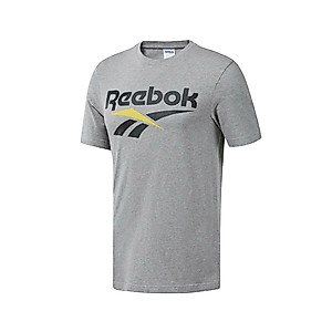 Reebok Men's Classics Logo Vector Tee, Medium Grey Heather/Black, X-Large