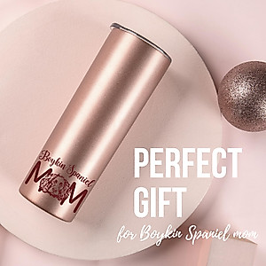 Onebttl Dog Mom Gifts, Dog Lover Gifts for Women, Best Dog Mom Ever, 20 oz Rose Gold Insulated Tumbler - Boykin Spaniel Mom