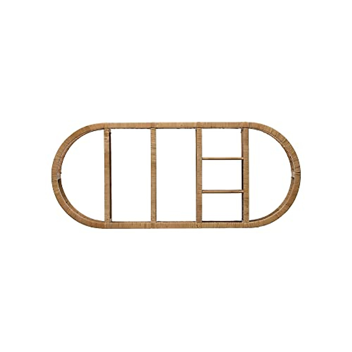Creative Co-op DF2988 42" H Oval Rattan Wrapped 6 Compartments (Hangs Vertical or Horizontal) Wall Shelf, Beige