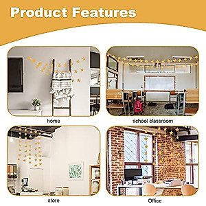 65 Feet Paper Star Garland Banner Decoration, 5 Pack Star Bunting Garland, Hanging Star Streamers Backdrop for Birthday Party Wedding Graduation Baby Bridal Shower Prom Decor (Gold)