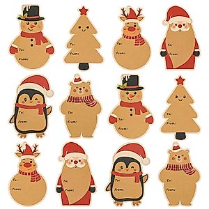 Christmas Name Tags Stickers for Gifts Kraft Christmas Gift Tags Stickers Self-Adhesive to and from Christmas Labels for Christmas Holiday Presents Gift Box Decorations(240Pcs,1.5 x 2.7 Inch)