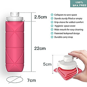 SPECIAL MADE Collapsible Water Bottles Cups Leakproof Valve Reusable BPA Free Silicone Foldable Travel Water Bottle Cup for Gym Camping Hiking Travel Sports Lightweight Durable (pink)