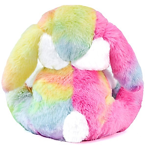 Nleio Easter Stuffed Bunny with Egg(Reversible), 8.5" Plush Rabbit with Floppy Ears, Huggable & Washable Easter Stuffed Animals Cute Bunny Plush Toy for Kids Girls Boys Birthday Easter Gifts (Color)