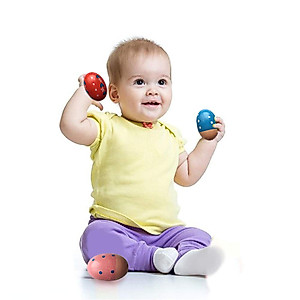 JoFAN 6 Pack Wooden Percussion Musical Shake Eggs Easter Egg Shakers for Kids Boys Girls Toddlers Easter Gifts Easter Basket Stuffers Fillers