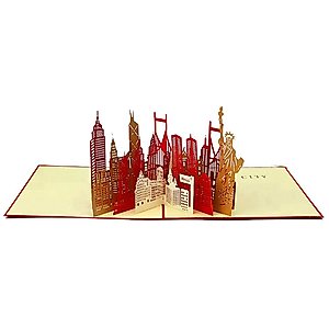 New York 3D Pop Up Card and Envelope - Unique Pop Up Greeting Card for Birthday, Mother's Day, New Year, Anniversary, Valentine, Wedding, Graduation, Thank You. New York