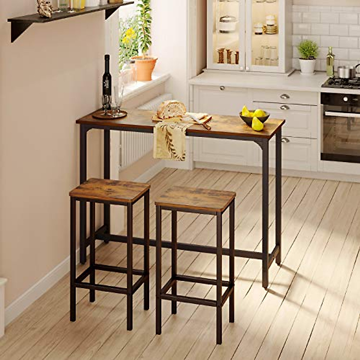 ODK 47” Bar Table, Bar Height Pub Table, Counter Height Table, Rectangle High Top Kitchen & Dining Tables with Sturdy Legs & Easy-to-Clean Top & 10 Min Quick Assembly, Indoor use, Rustic Brown