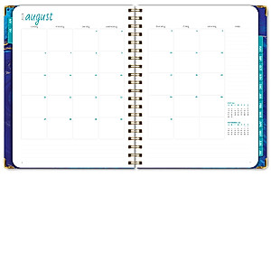 HARDCOVER Academic Year 2023-2024 Planner: (June 2023 Through July 2024) 8.5"x11" Daily Weekly Monthly Planner Yearly Agenda. Bookmark, Pocket Folder and Sticky Note Set (Dark Blue Marble)