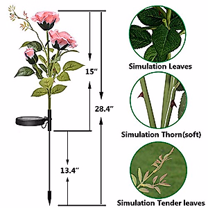 CN-Porter Solar Flower Lights, Solar Garden Stake Lights Outdoor Waterproof Solar Rose for Patio, Lawn, Garden, Yard Decoration