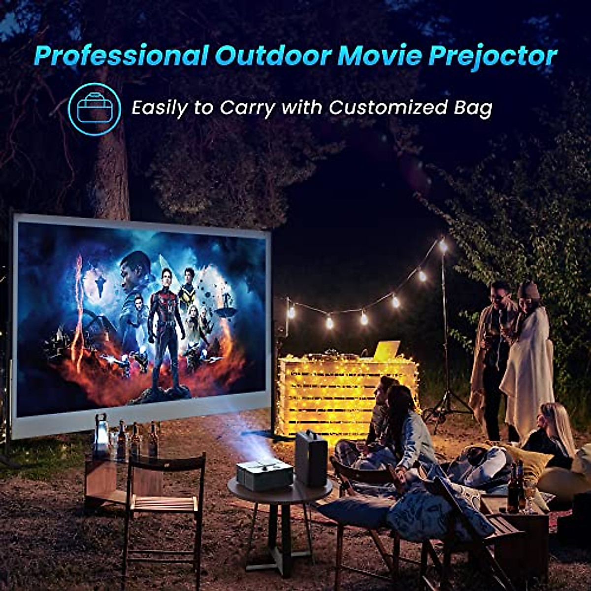 Projector with WiFi and Bluetooth, 5G Mini 1080P/ 4K Support Outdoor Movie Projector, 680 ANSI Ricilar Portable Home Theater Video Projector Compatible with Phone/TV Stick/USB (Screen not Included)