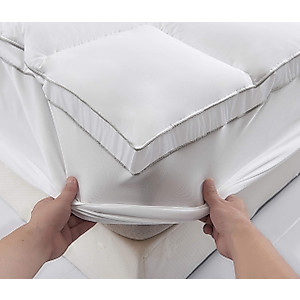 COMFORT BOOST™ Extra Thick, Cooling Mattress Topper — Pillowtop, Down Alternative Mattress Pad with Deep Pockets (8-21" Depth) Fits All Mattress Sizes, Helps Ease Back Pain & Protects Mattress — King