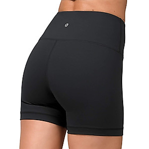 90 Degree By Reflex High Waist Power Flex Yoga Shorts - Tummy Control Biker Shorts for Women - Black 2 Pack - Small